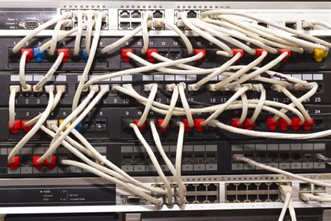 Patch Panel Server Rack With Cords In Different Colors Stock Photo By Plus