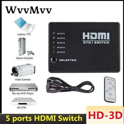 Hdmi Switch 5 En 1 Out Hdmi Splitter 5x1 Con Contr Grandado