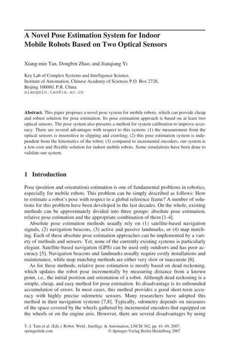 Pdf A Novel Pose Estimation System For Indoor Mobile Robots Based On Two Optical Sensors