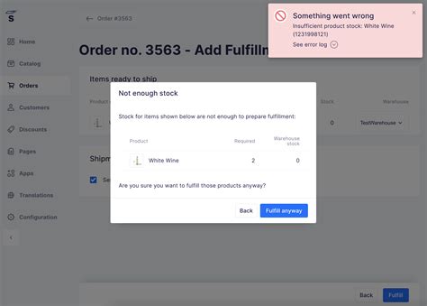 Remove Errors On Fulfilling Insufficient Stock By Droniu · Pull Request