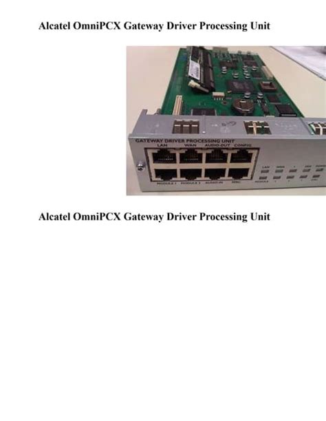 Alcatel Lucent Omnipcx Gateway Driver Processing Unit Docx