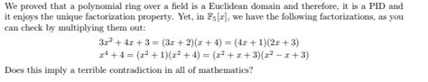 solved we proved that a polynomial ring over a field is a
