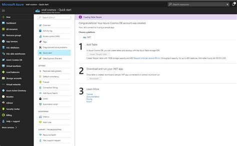 Getting Started With Azure Cosmos Db Table Api