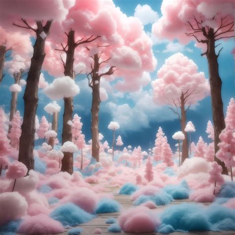 Premium Ai Image Cotton Candy Forest