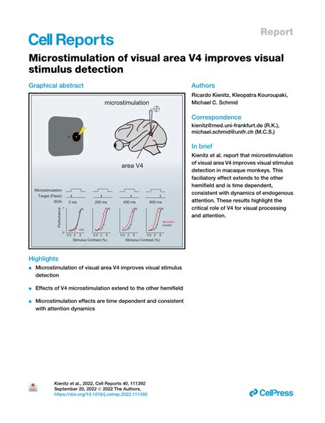 Pdf Microstimulation Of Visual Area V4 Improves Visual Stimulus Detection