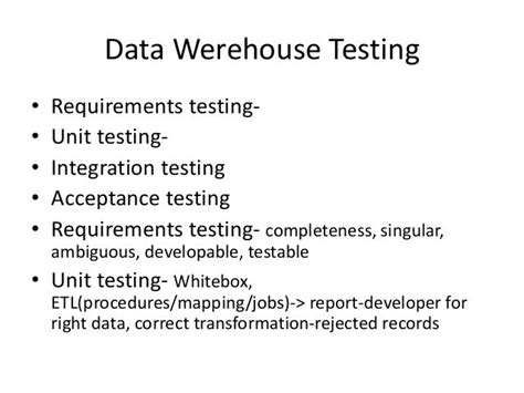 Data Warehouse Etl Testing Plan
