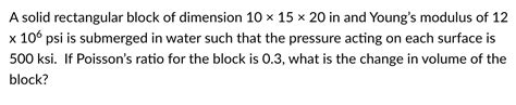 solved a solid rectangular block of dimension 10×15×20 in