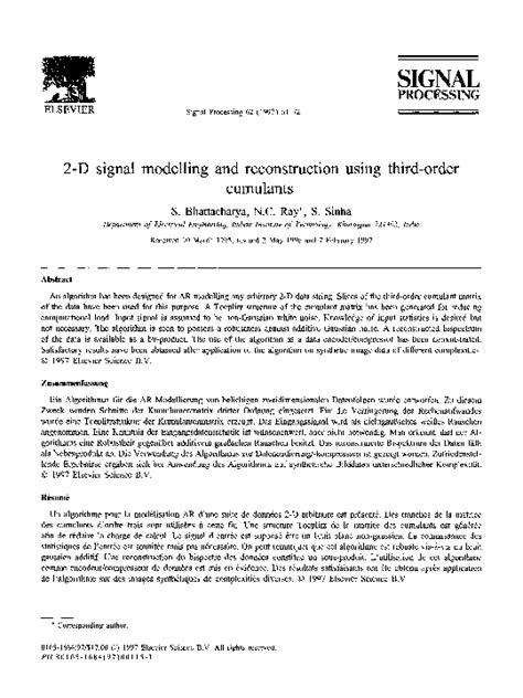pdf signal processing elsevier 2 d signal modelling and