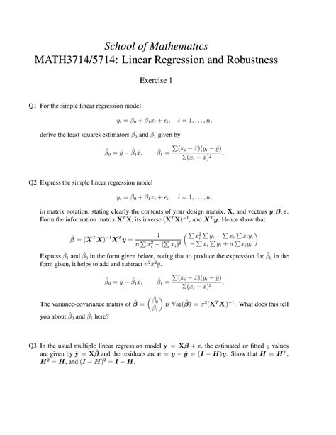 3714 exercise 1 lecturer andrew baczkowski school of mathematics