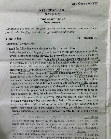Neb Class 12 English Question Nepal Enotes Pvt Ltd Facebook