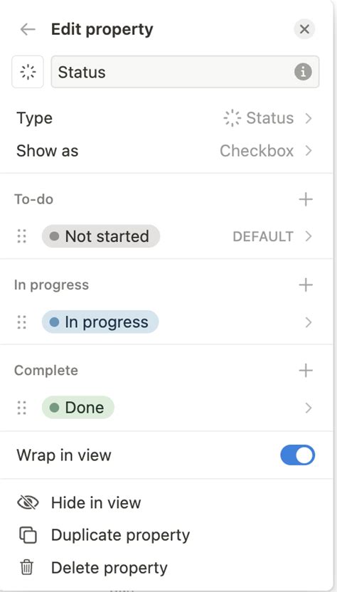 how do u set a checkbox to in progress r notion