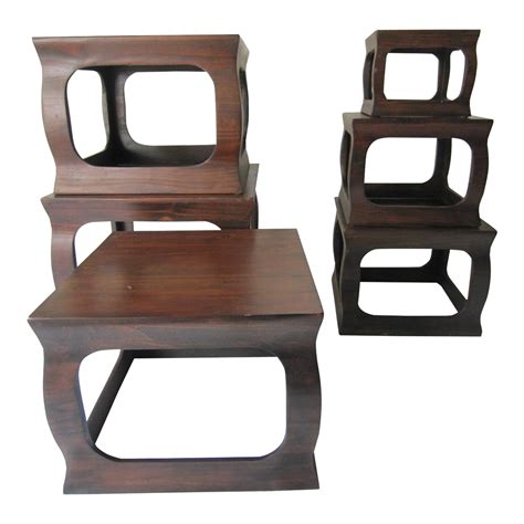 Asian Inspired Stacking Tables Set 6 Chairish