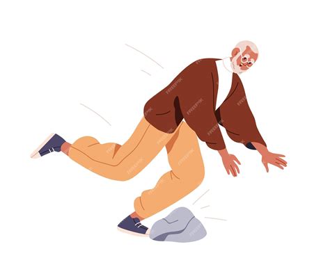 Premium Vector Old Senior Man Stumbling Against Stone Falling Down