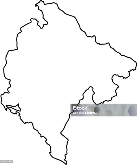 벡터 일러스트 레이 션의 검은 윤곽 곡선의 몬테네그로 지도 0명에 대한 스톡 벡터 아트 및 기타 이미지 0명 개념 개념과 주제 Istock
