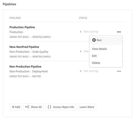 Managing Pipelines Adobe Experience Manager