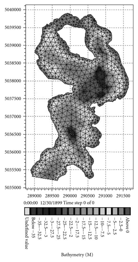The Numerical Modeling Mesh And Depth Map Contours Download
