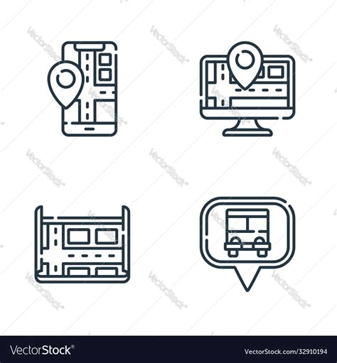 Navigation And Maps Line Icons Linear Set Quality Vector Image