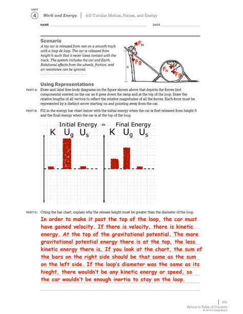 Ap Workbook 4 G 2 N A 105 Unit 4 Work And Energy 4 Circular Motion Forces And Energy
