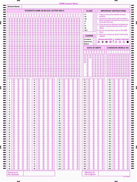 Omr Test Sheet Mcq Omr Sheet Omr Sheet Download 59 Off