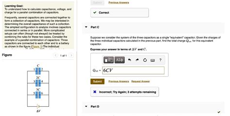 Submit Previous Answers Learning Goal To Understand How To Calculate Capacitance Voltage And