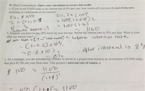 Solved 11 Short Computations Show Your Calculation To