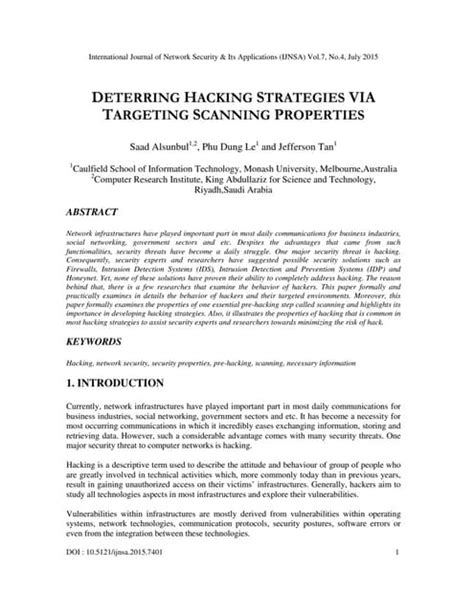 deterring hacking strategies via targeting scanning properties pdf