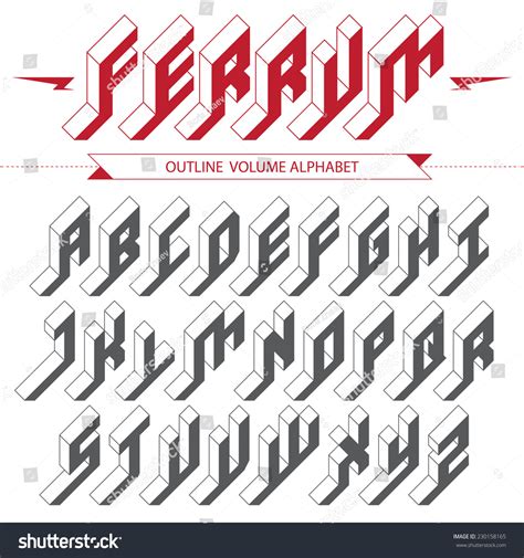 Isometric 3d Font Design Vector Volume Stock Vector 230158165 - Shutterstock