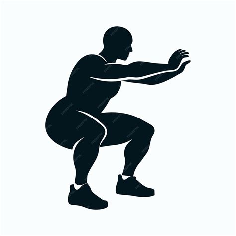 Silhouette Vector Illustration Of Squats Exercise Premium Ai