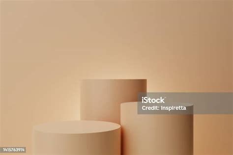 베이지 색 천연 받침대 스탠드 제품 프리젠 테이션을위한 우아한 구성 3d 그림 렌더링 누드색에 대한 스톡 사진 및 기타 이미지 Istock