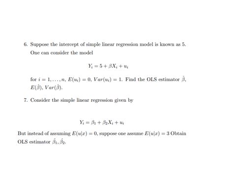 Solved Suppose The Intercept Of Simple Linear Regression