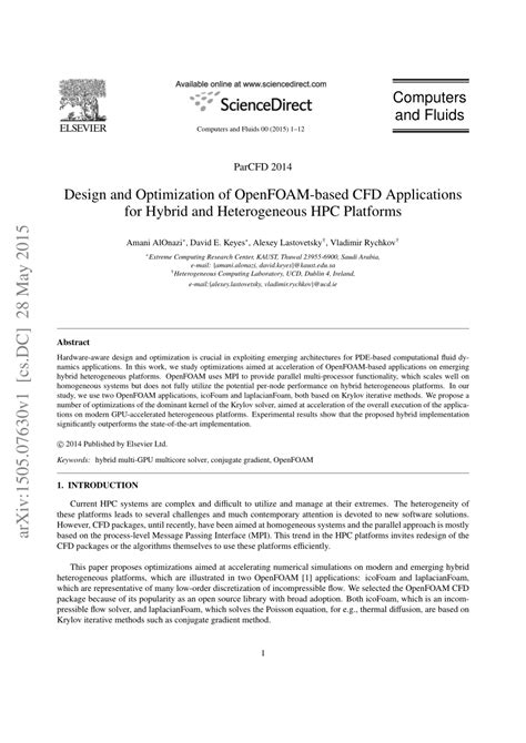 PDF Design And Optimization Of OpenFOAM Based CFD Applications For Hybrid And Heterogeneous