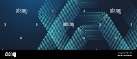 Abstract Glowing Hexagonal Lines On Dark Blue Background Digital Futuristic Technology Concept