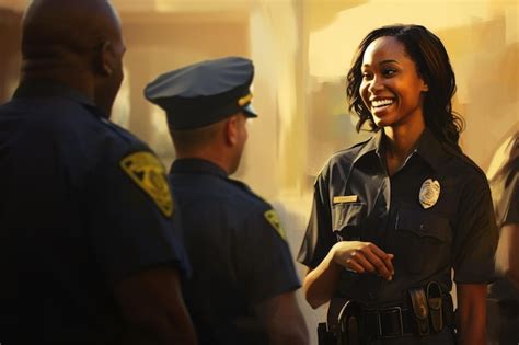 Premium Photo A Woman Police Officer Engages In Conversation With A