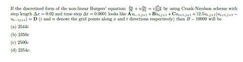 Solved If The Discretized Form Of The Non Linear Burgers