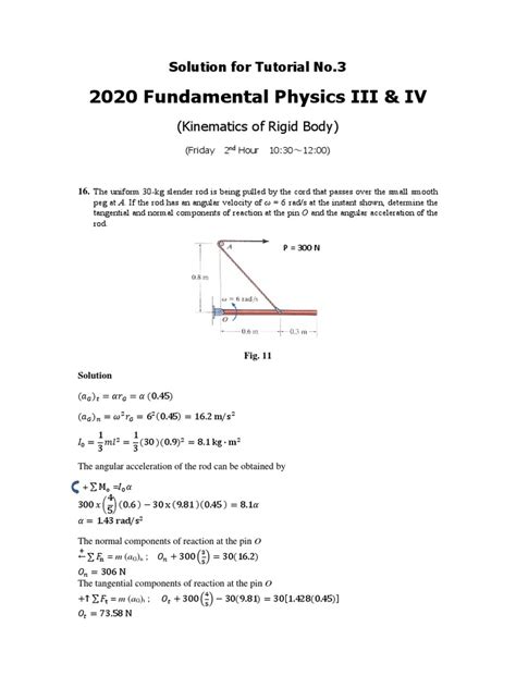 Solution Tutorial No 3 Kinematics Of Rigid Body Pdf Rotation