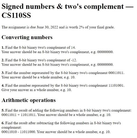 solved signed numbers and two s complement cs110ss the