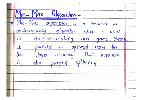 Mini Max Algorithm In Ai Max Max Algorithm Is A Recursive Or Backtracking Algorithm Which Is