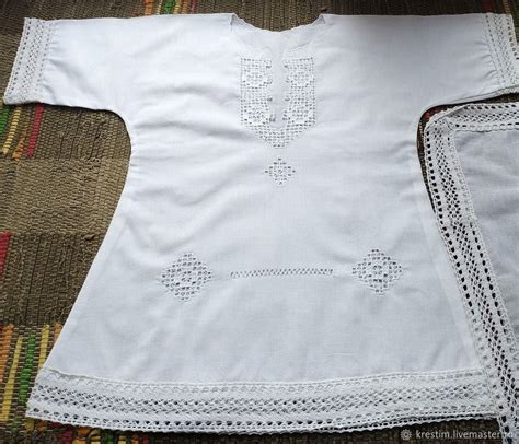 Крестильная рубашка рис 98 Ивановская строчка в интернет магазине Ярмарка Мастеров по цене