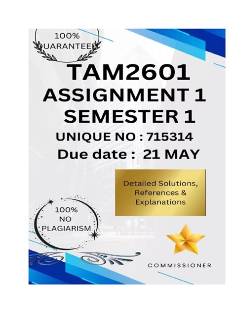 Tam2601 Assignment 1 Complete Answers 2025 715314 Due 21 May