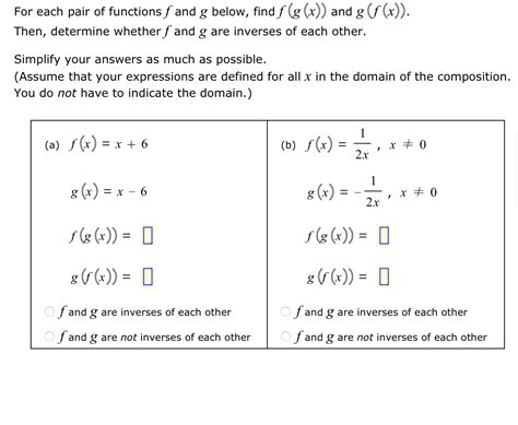 Solved For Each Pair Of Functions And Below Find And Chegg