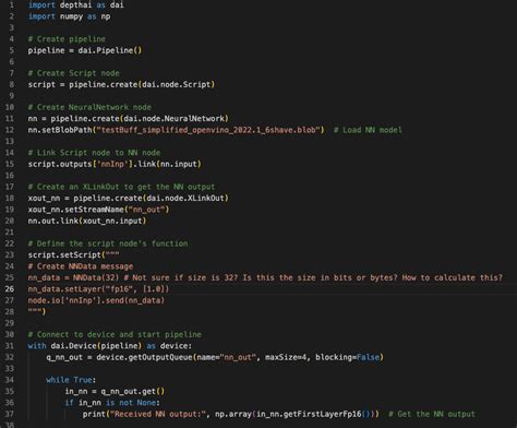 how to send array to neural network node from script node luxonis forum