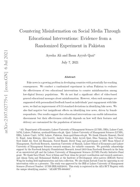 Countering Misinformation On Social Media Through Educational