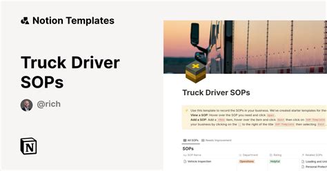 Truck Driver Sops Template By Template Road Notion Marketplace