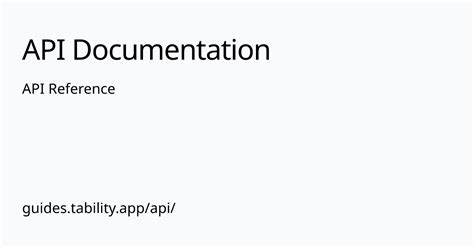 API Reference API Documentation