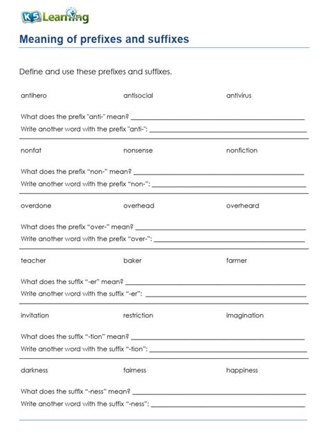 Grade 4 Prefix Suffix Root Definition 1 Pdf