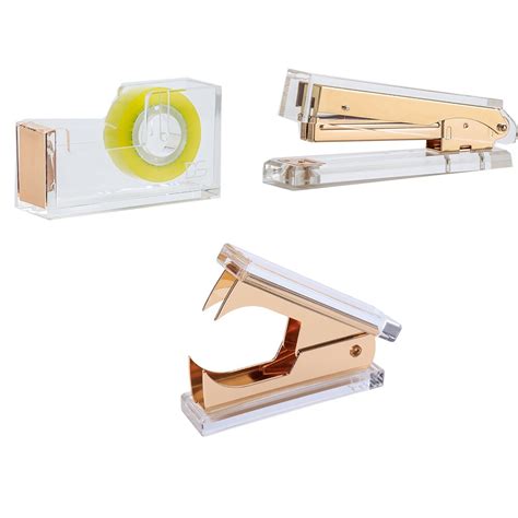 Acrylic Gold Stapler Bundle 1 Stapler 1 Staple Grandado