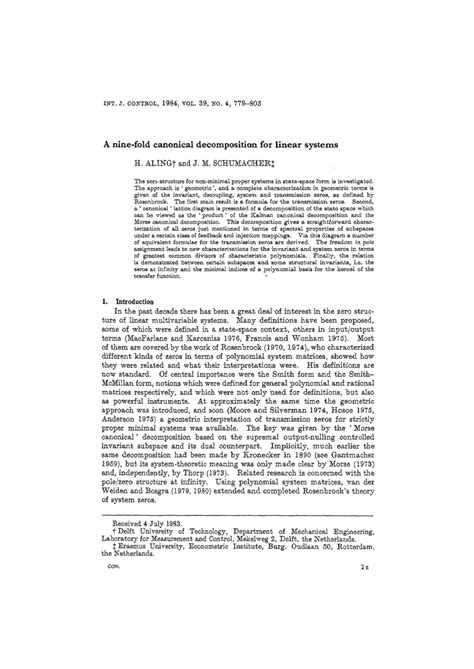 Pdf A Nine Fold Canonical Decomposition For Linear Systems