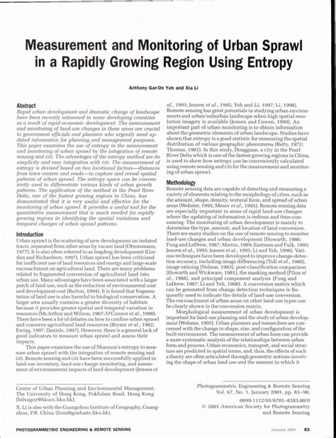 Measurement And Monitoring Of Urban Sprawl In A Rapidly Growing Region Using Entropy Docslib
