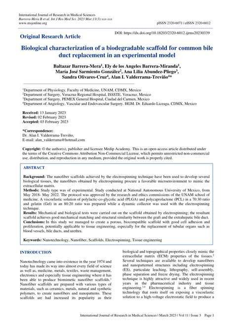 Pdf Biological Characterization Of A Biodegradable Scaffold For