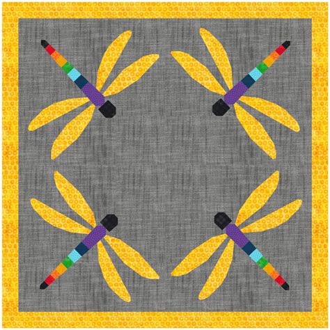 Dragonfly Foundation Paper Piecing Pattern Fpp Pattern 4 Sizes